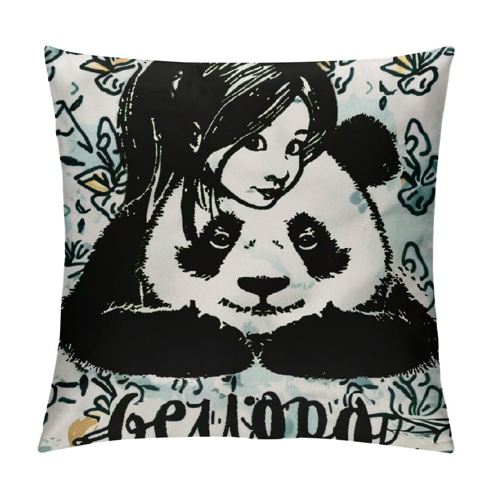 ONETECH Who Loves Pandas Cute Panda Throw Pillow Cover Panda Lover ...