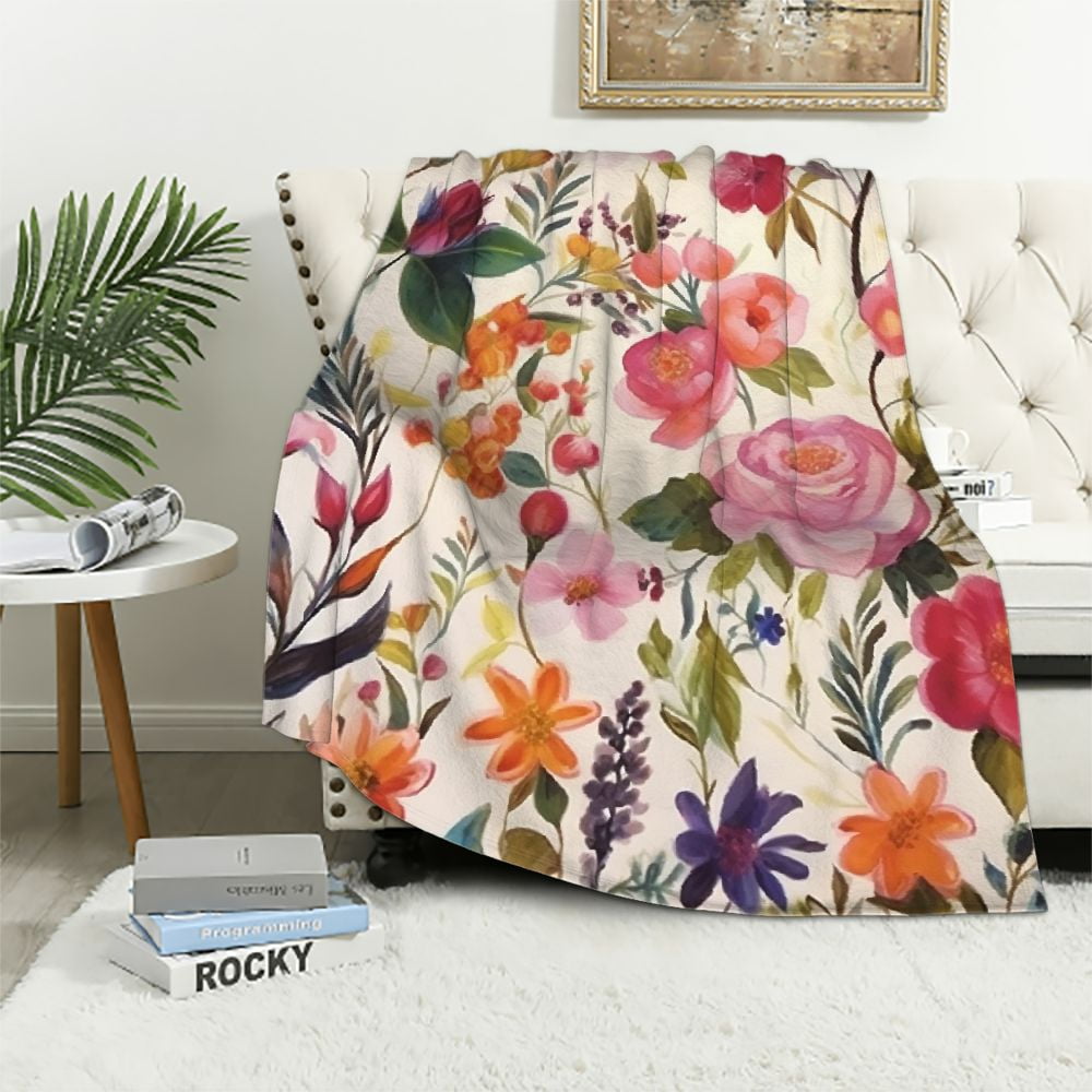 ONETECH Wildflowers Floral Throw Blanket for Girls Women Colorful ...