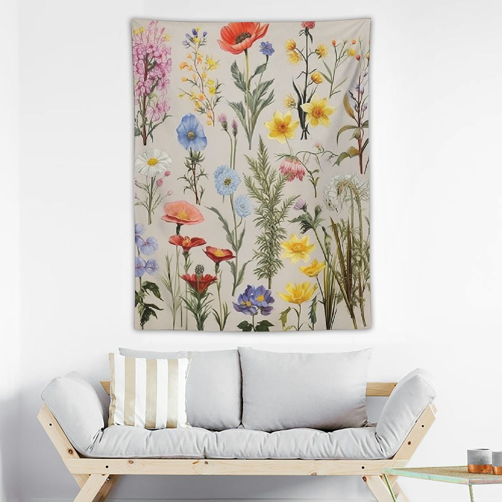 ONETECH Wildflowers Vertical Tapestry Wall Hanging, Illustrative ...