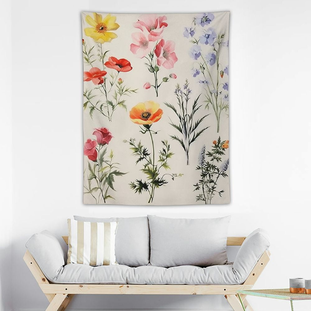 ONETECH Wildflowers Vertical Tapestry Wall Hanging, Illustrative ...