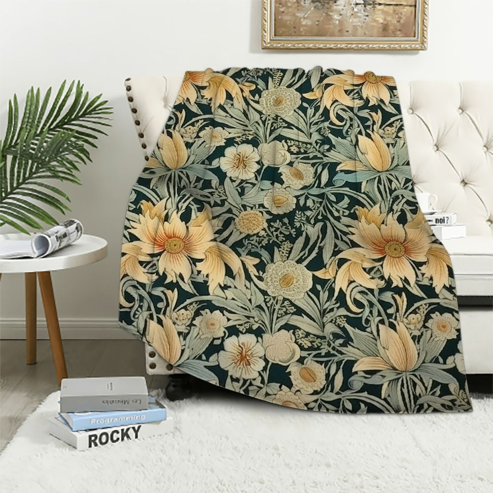 ONETECH William Morris Tulip and Willow Throw Blanket Super Soft Plush ...