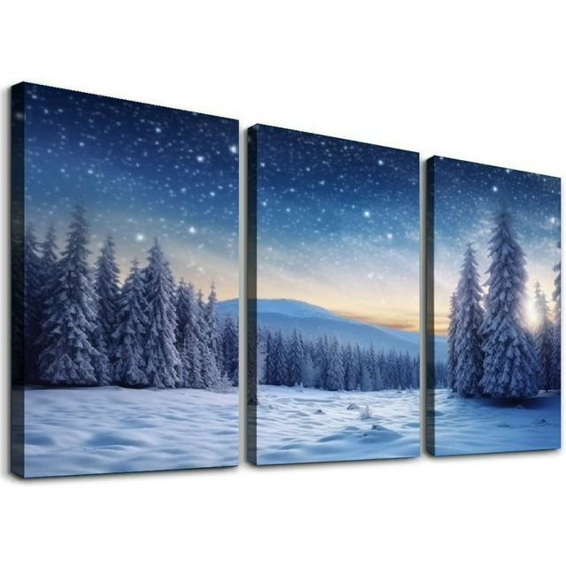 Onetech Winter Forest Landscape Pine Trees In Winter Magical Snowy