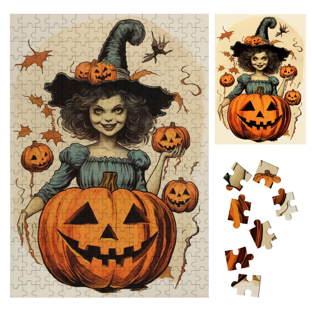 ONETECH Witch Pumpkin Wooden Jigsaw Puzzle Vertical Challenging ...