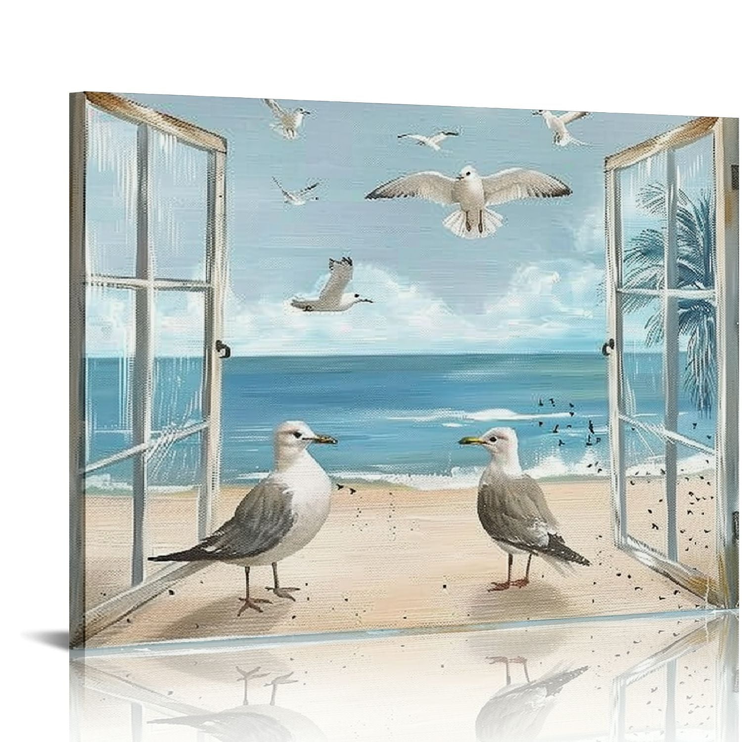 ONETECH With Window Art Coastal Bird Pictures Window View Canvas Wall ...