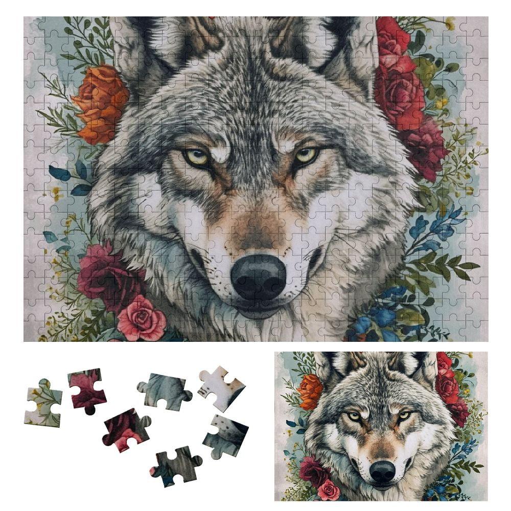 ONETECH Wolf Flowers Green Frame Wooden Puzzle for Adults and Kids 300 ...