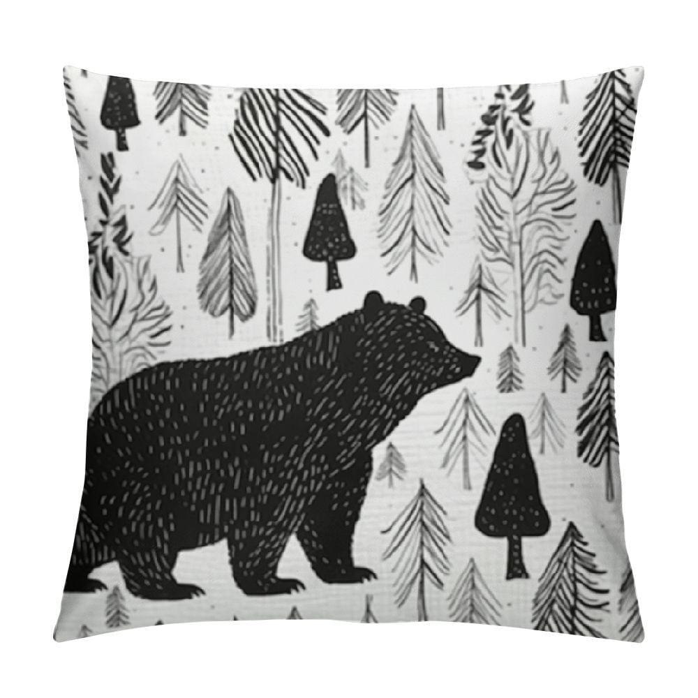 ONETECH Woodland Bears Pillow Case Rustic Mountain Grizzly Bear Home ...