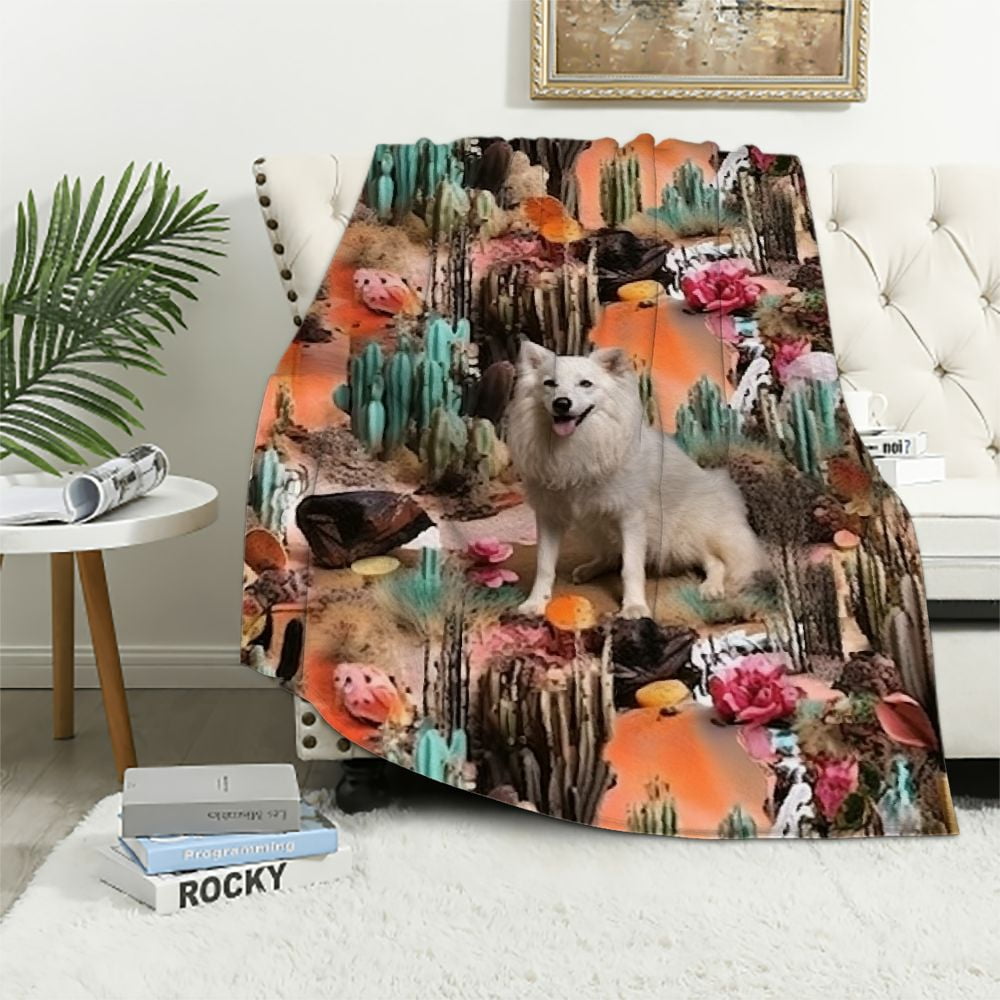 ONETECH YANR Cute Cow Print Blanket Desert Landscape Cowboy Sherpa ...