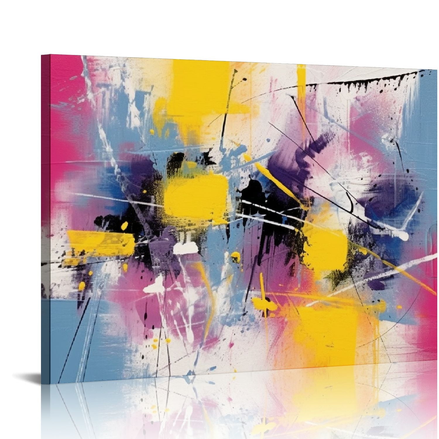 ONETECH YHSKY ARTS Hand Crafted Abstract Canvas Wall Art - Modern Blue ...