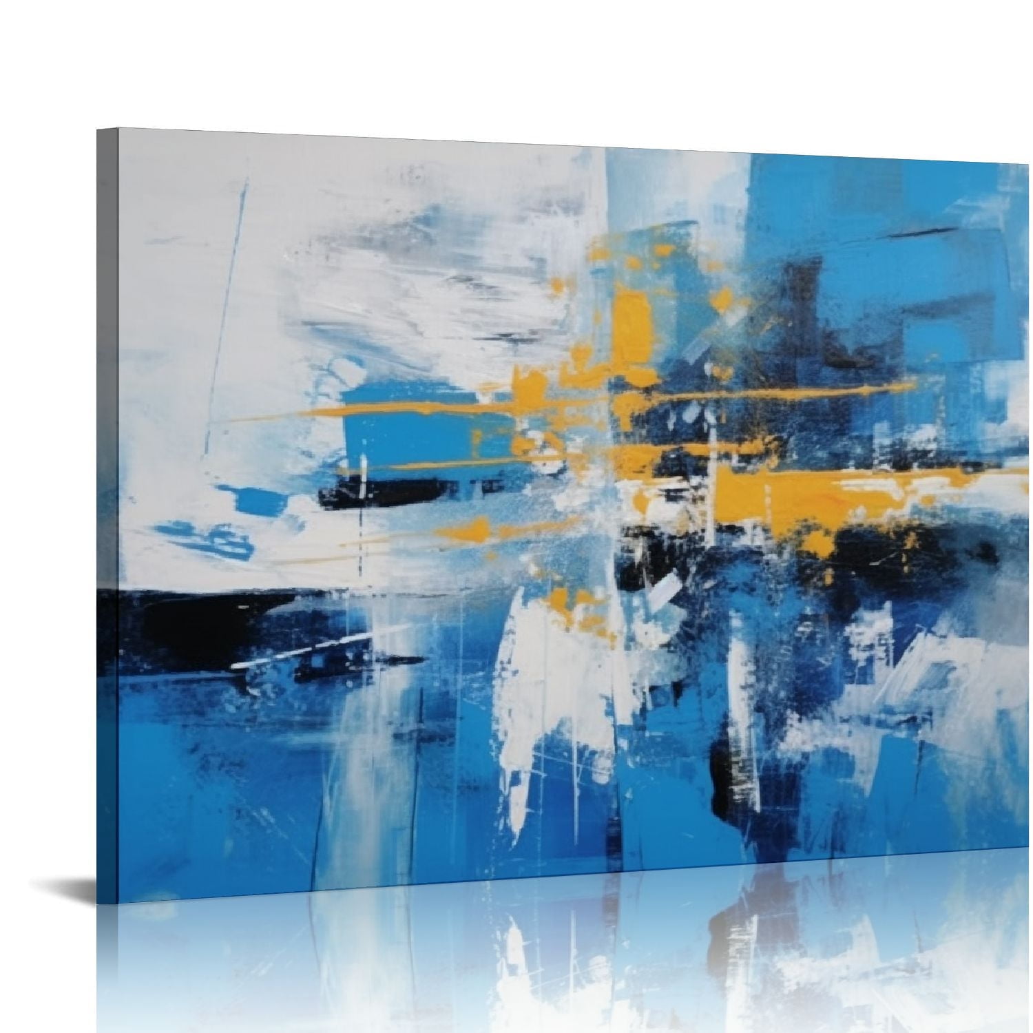 ONETECH YHSKY ARTS Hand Crafted Abstract Canvas Wall Art - Modern Blue ...