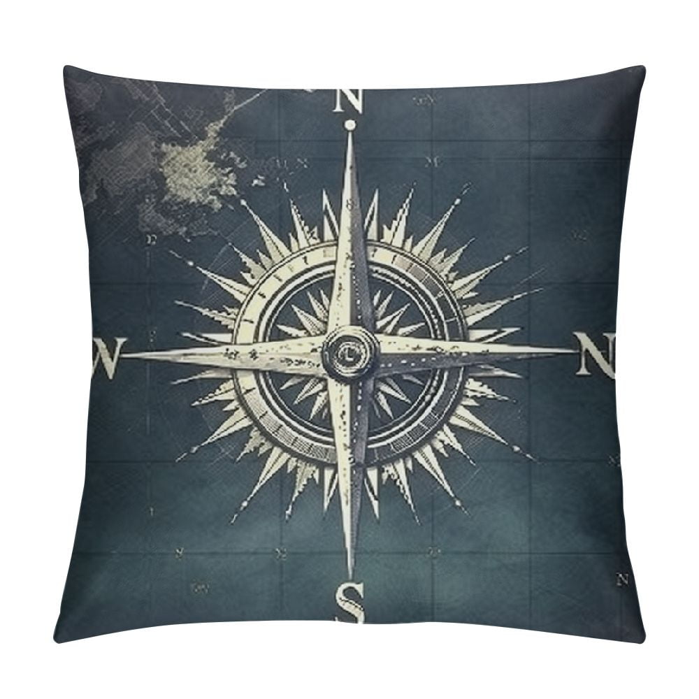 FUMJ YUESHARE Navy Blue Coastal Nautical Anchor Ship Wheel Compass ...