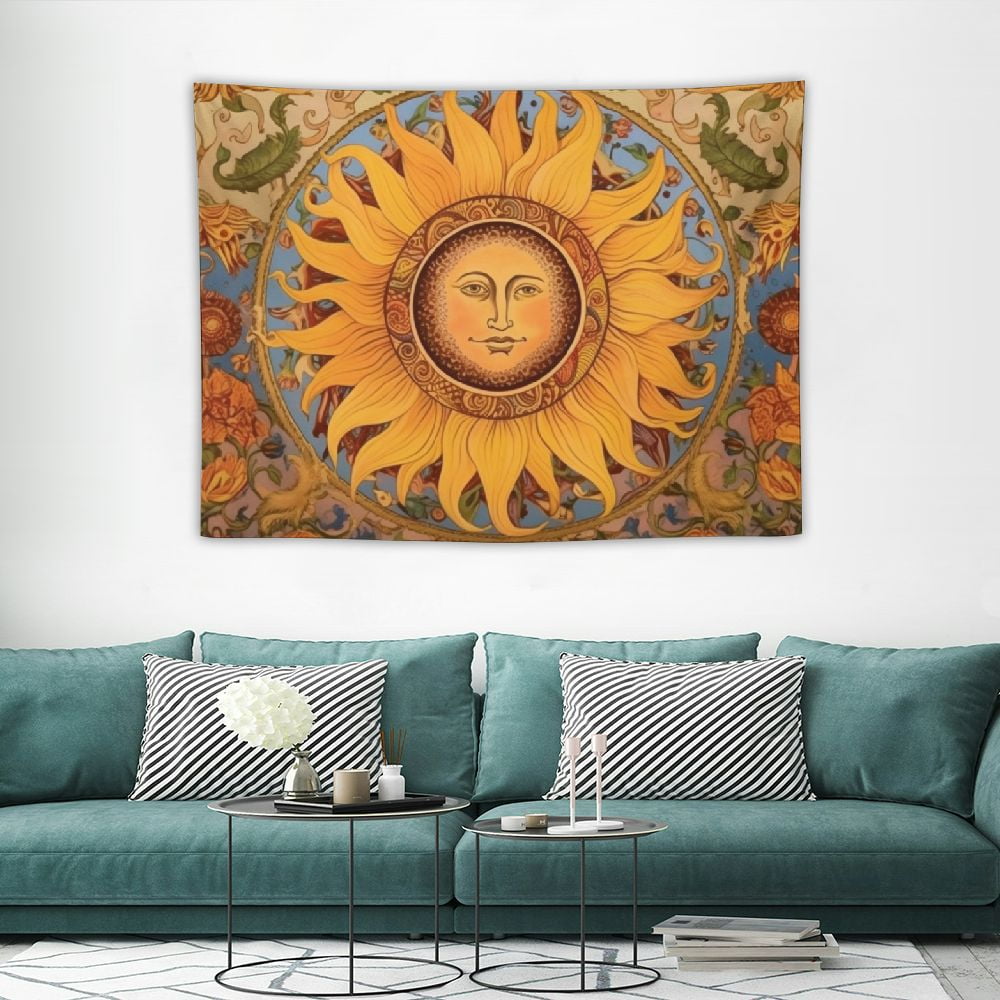 ONETECH Yellow Sun and Moon Tapestry Vintage Indie Boho Tapestry Wall ...