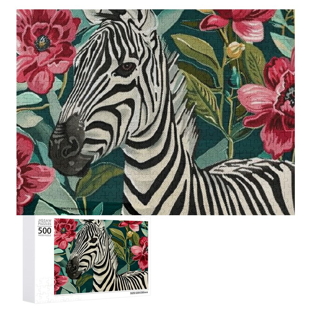 ONETECH Zebra Flowers Wooden Jigsaw Puzzle Leisure Game Toy Gift for ...