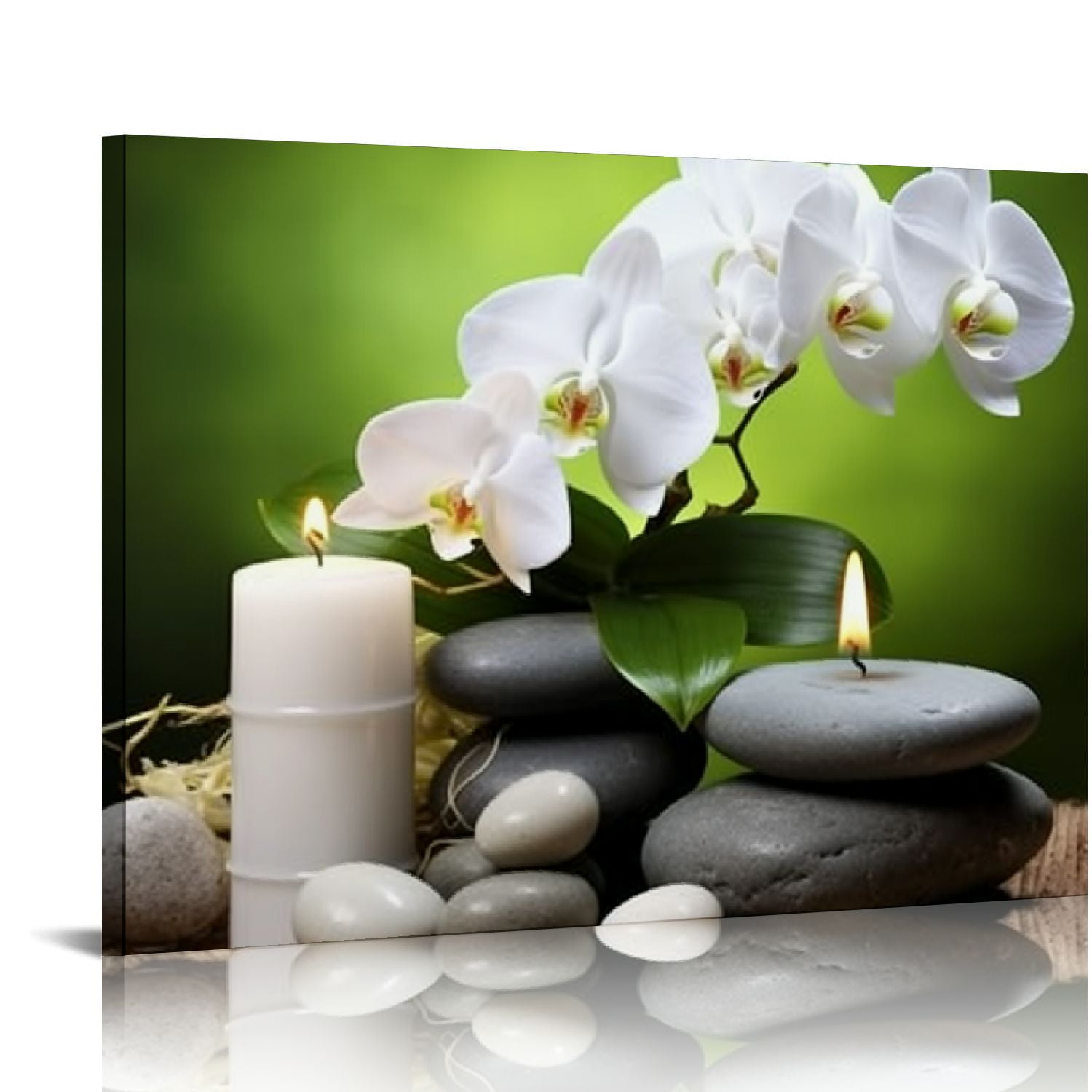 ONETECH Zen Canvas Wall Art for Bedroom Basalt Stones & Orchids on Wood ...