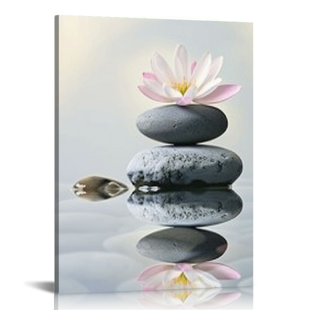 ONETECH Zen Canvas Wall Art Lotus Flower Stones Pictures Spa Water ...