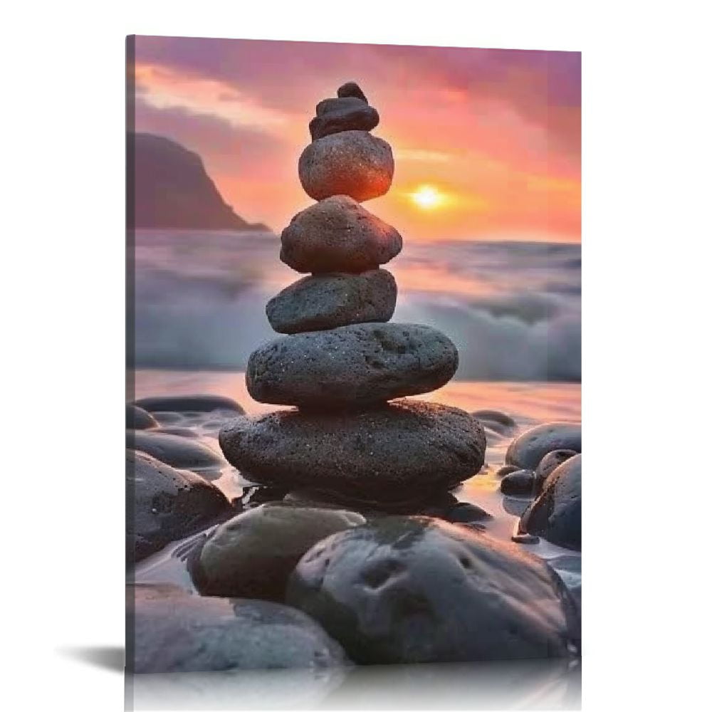 ONETECH Zen Wall Art Stone Sunrise Pictures Wall Decor Zen Decor Canvas ...