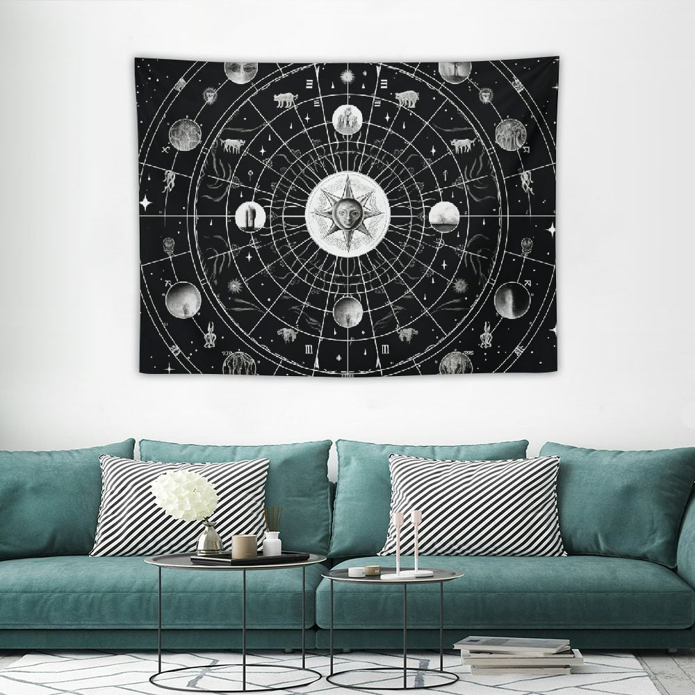 ONETECH Zodiac Astrology Tapestry, Black and White Constellation ...