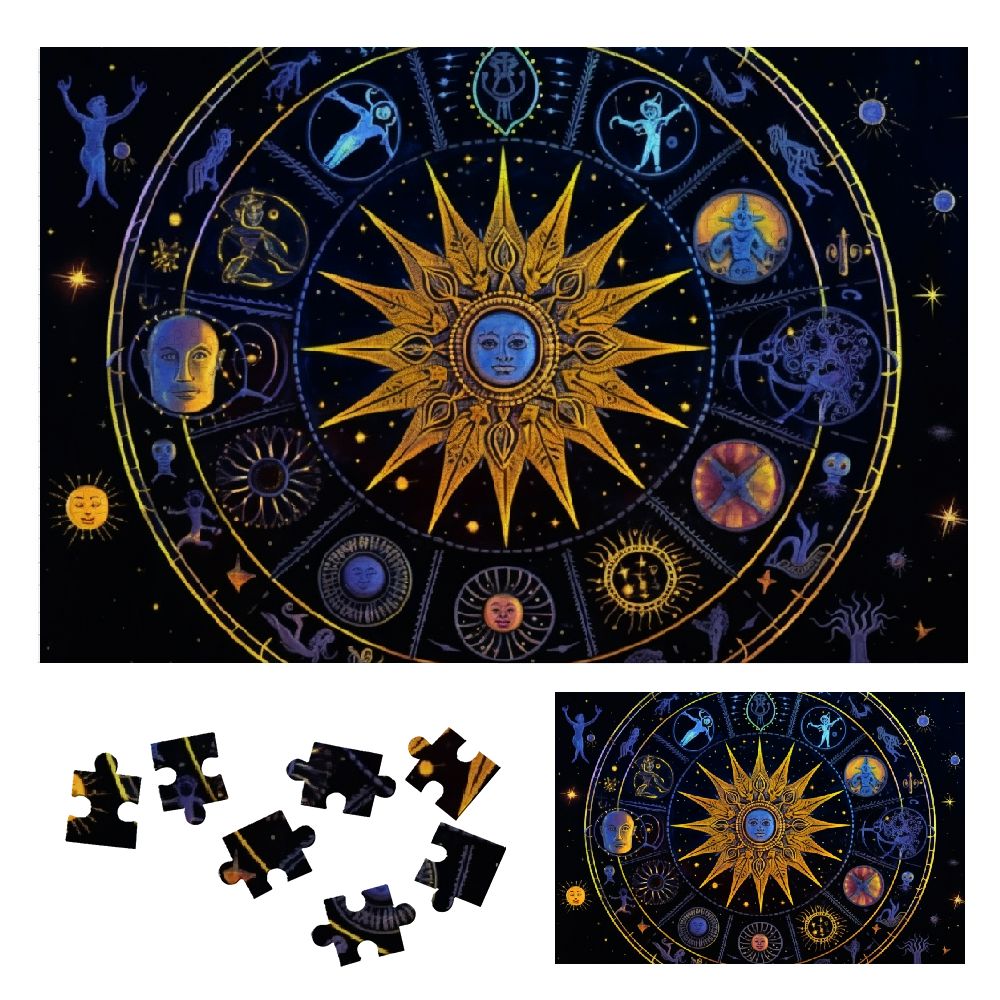 ONETECH Zodiac Sign Astrological Symbols Stars Wooden Puzzle ...