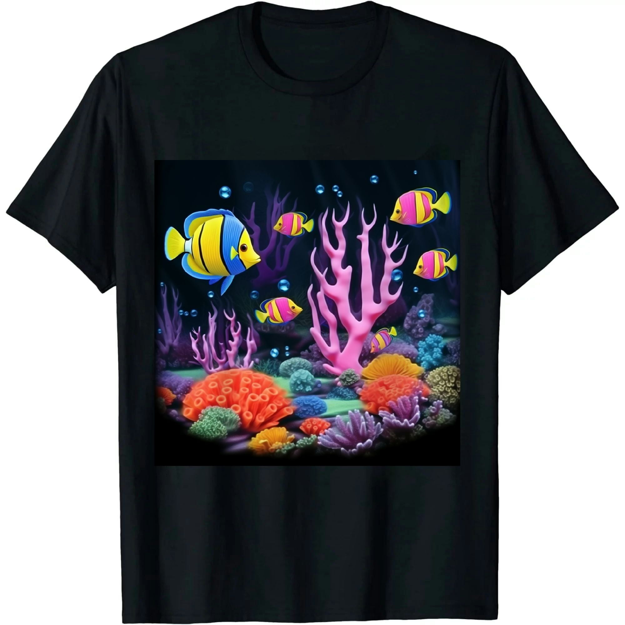 ONETECH colorful tropical Fish on a coral reef T-shirt Marine Life T ...