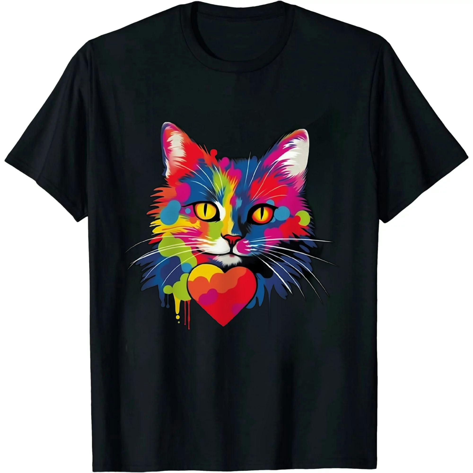 ONETECH cute colorful cat hug heart art for lover cats kitty kitten T-Shirt - Walmart.com