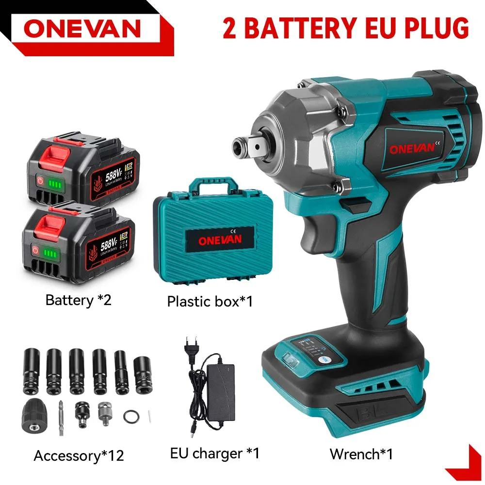 ONEVAN 1200N.M Brushless Electric Impact Wrench 1/2inch Cordless Torque ...