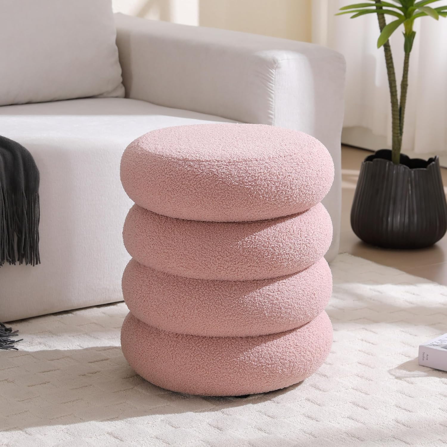 ONEVOG 16 Inch Small Ottoman Foot Rest, Sherpa Storage Ottoman for Toys ...