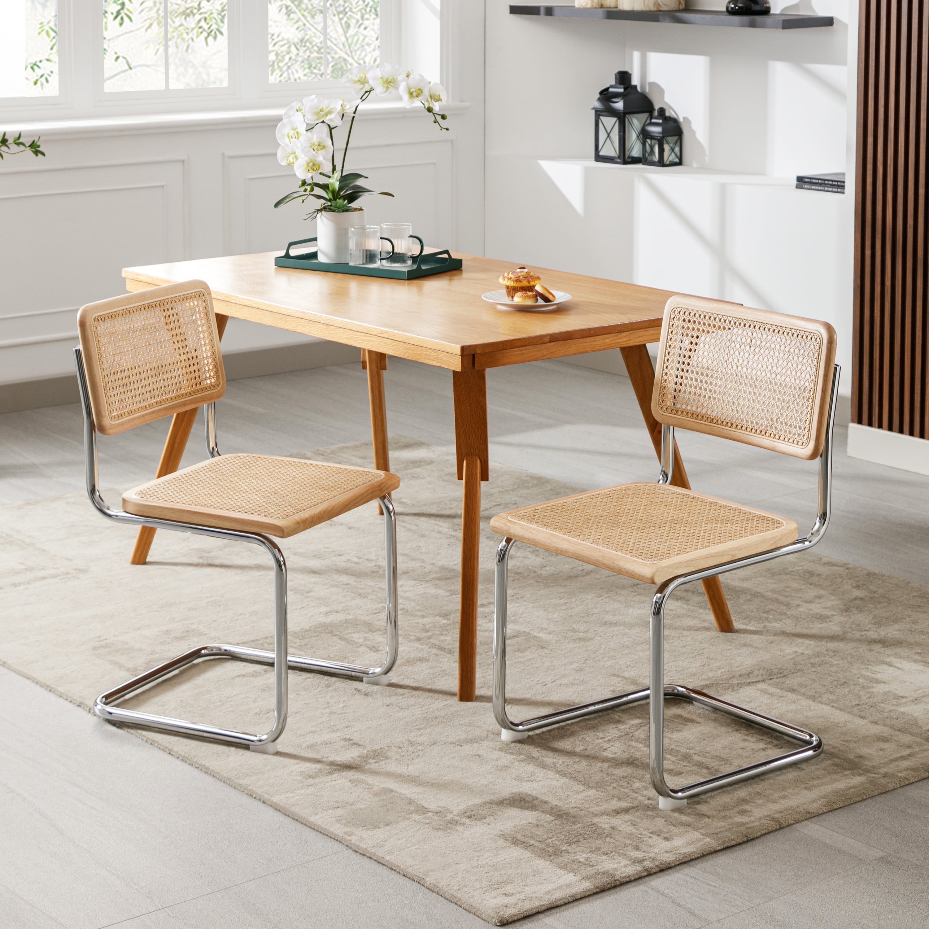 ONEVOG Rattan Dining Chairs Set of 2, Natural Cane Mesh Dining Chairs ...