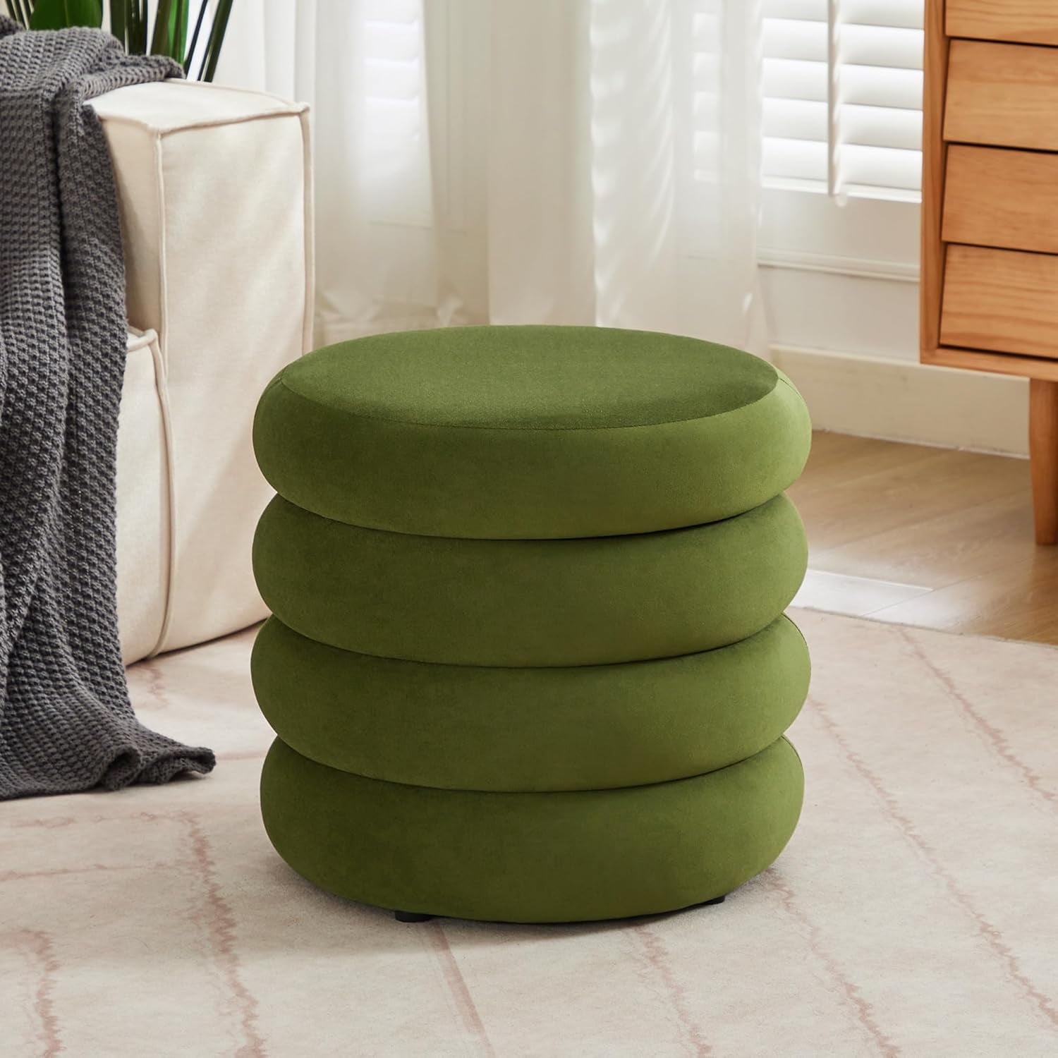 ONEVOG Round Storage Ottoman, 20" Small Ottomans Table with Removable ...