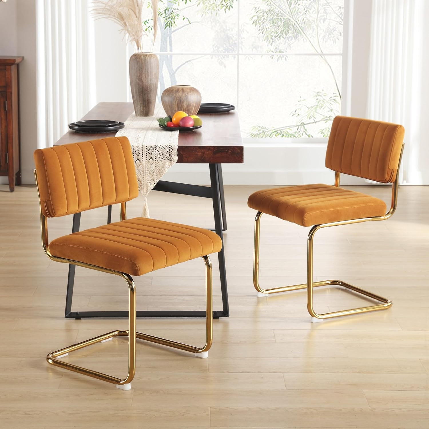 ONEVOG Velvet Dining Chairs Set of 2, Upholstered Kitchen Dining Room ...