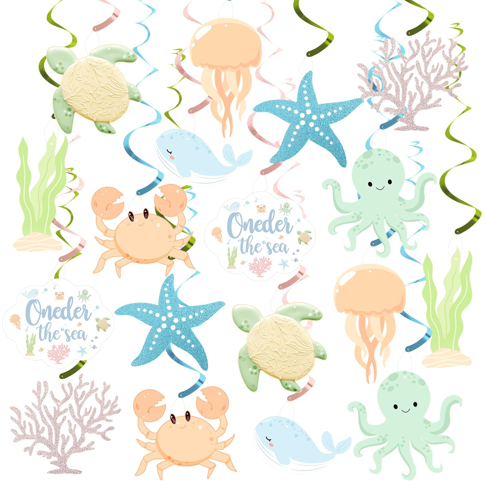 ONEder The Sea Ocean Animals Birthday Party Hanging Under The Sea ...