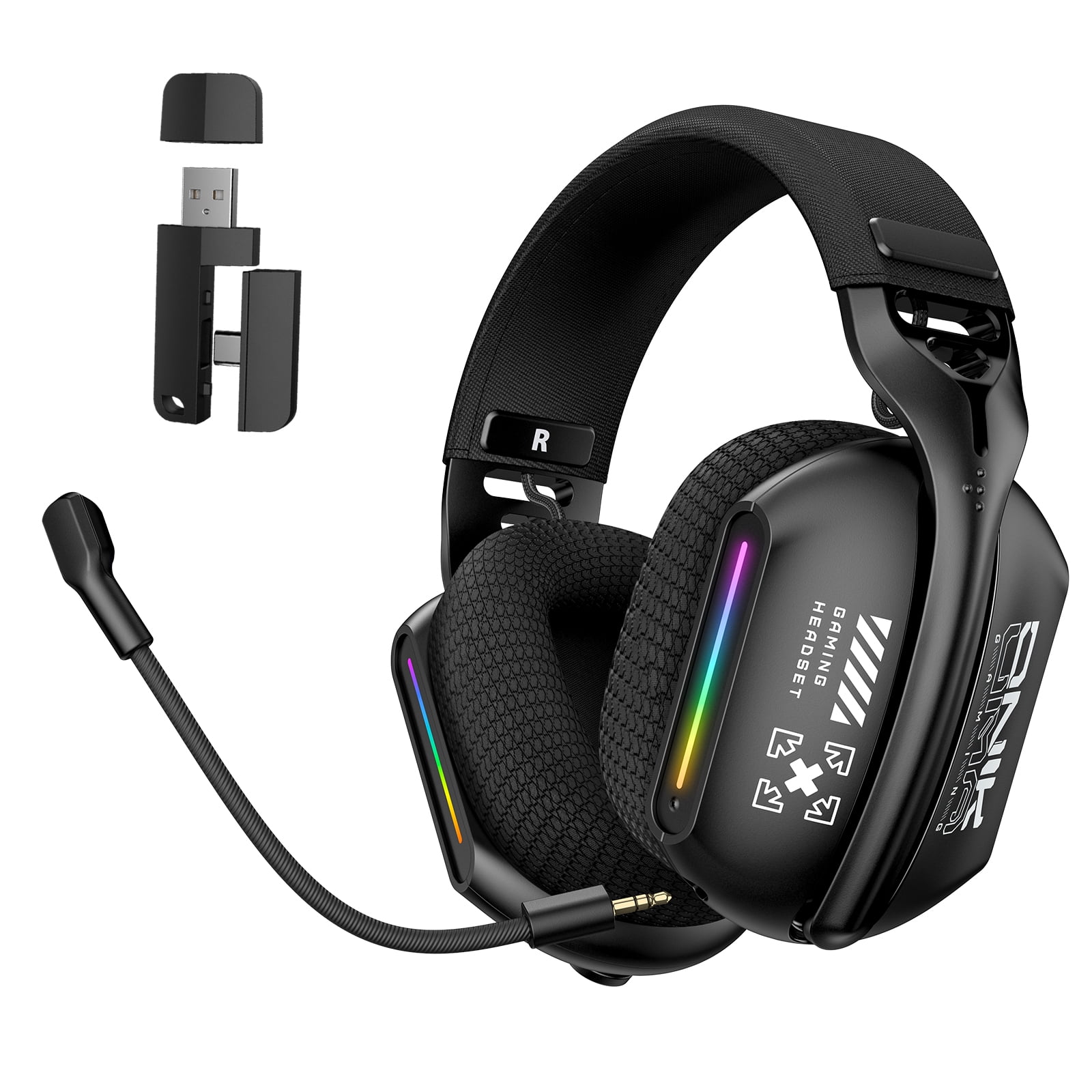ONIKUMA GT808 Tri-Mode Gaming Headset RGB Lighting 2.4G Wireless Gaming ...