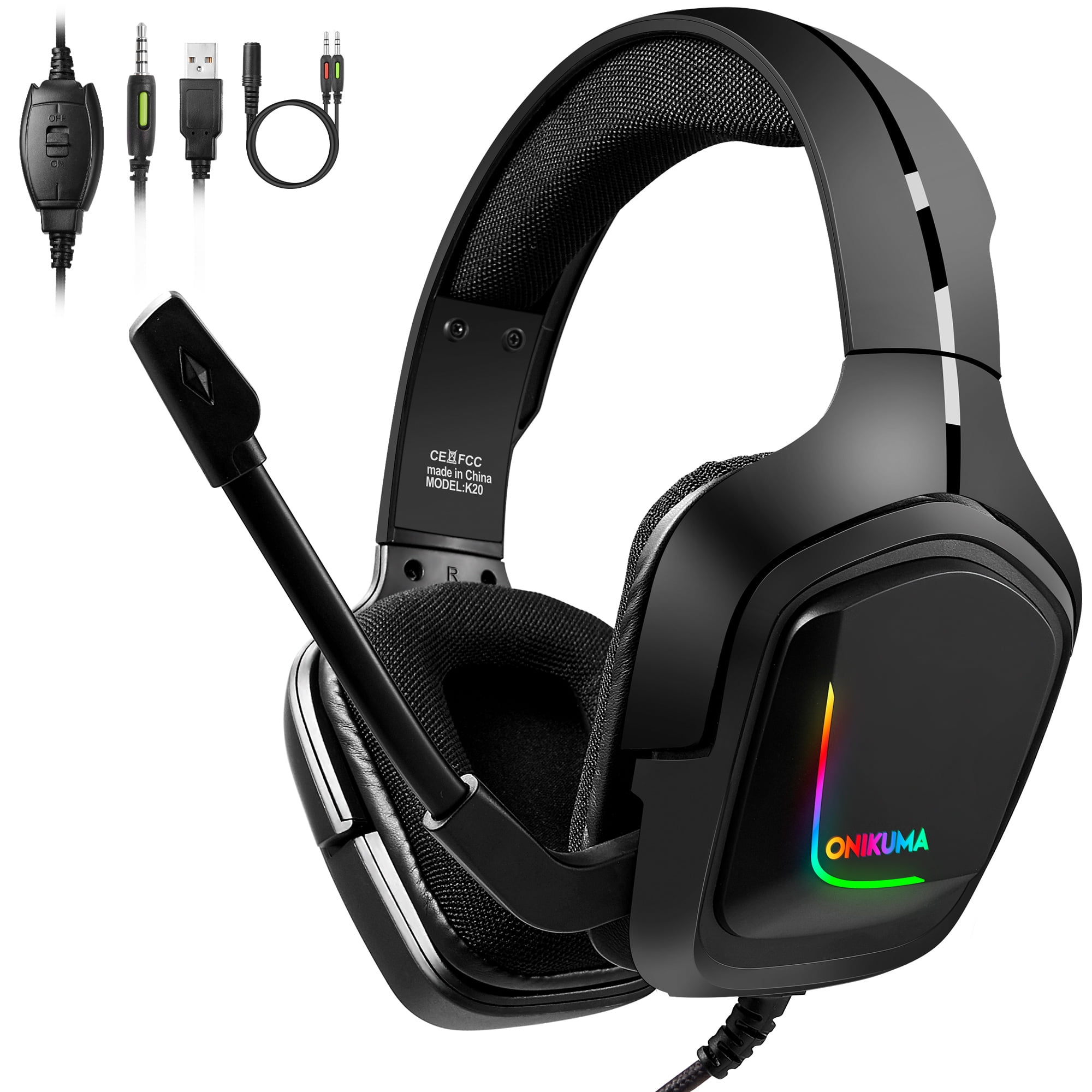 ONIKUMA Wired Gaming Headset with Mic for PS4, PC, Xbox One, Nintendo ...