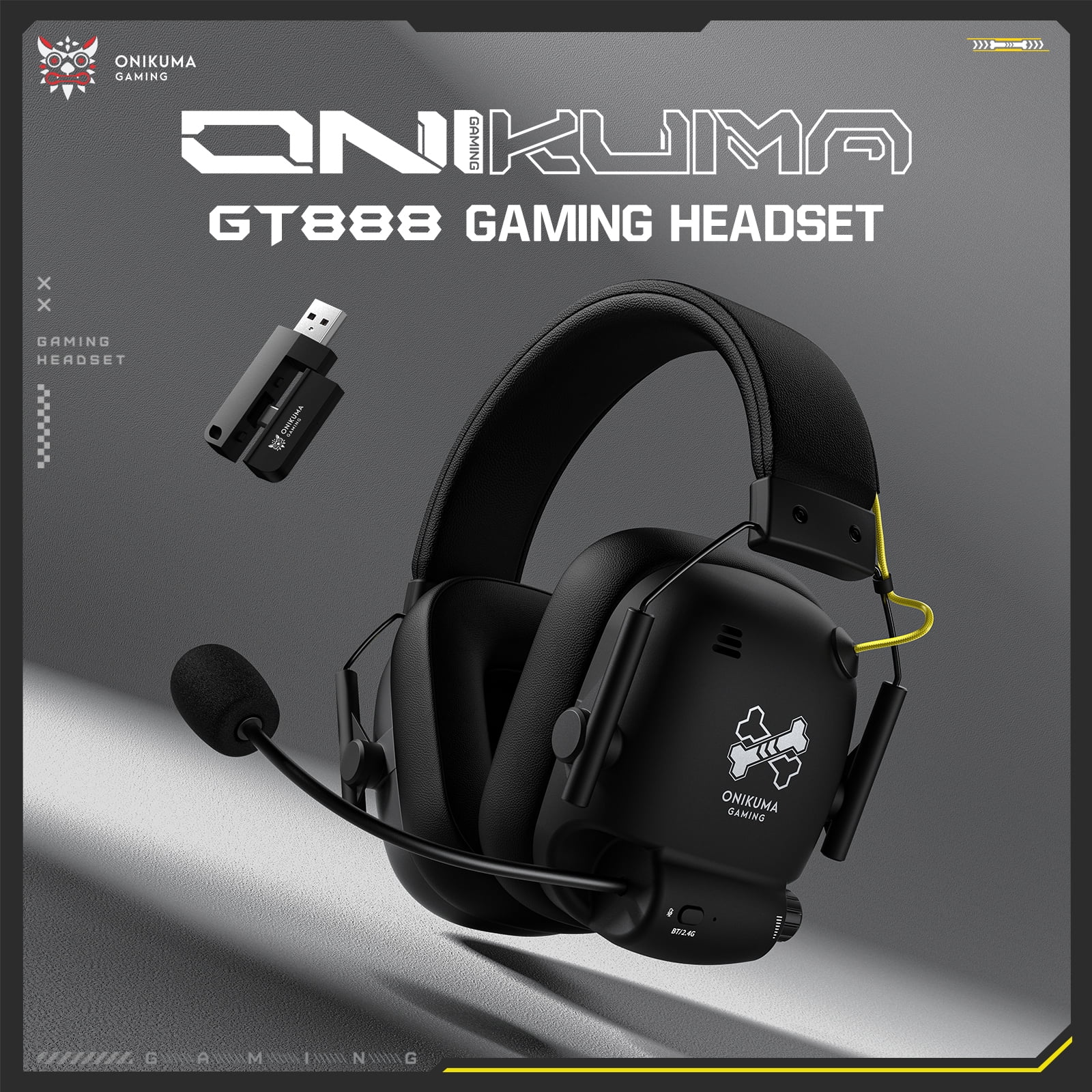 ONIKUMA Triple Mode Gaming Headset with 2.4GHz/Bluetooth/Wired + Line ...