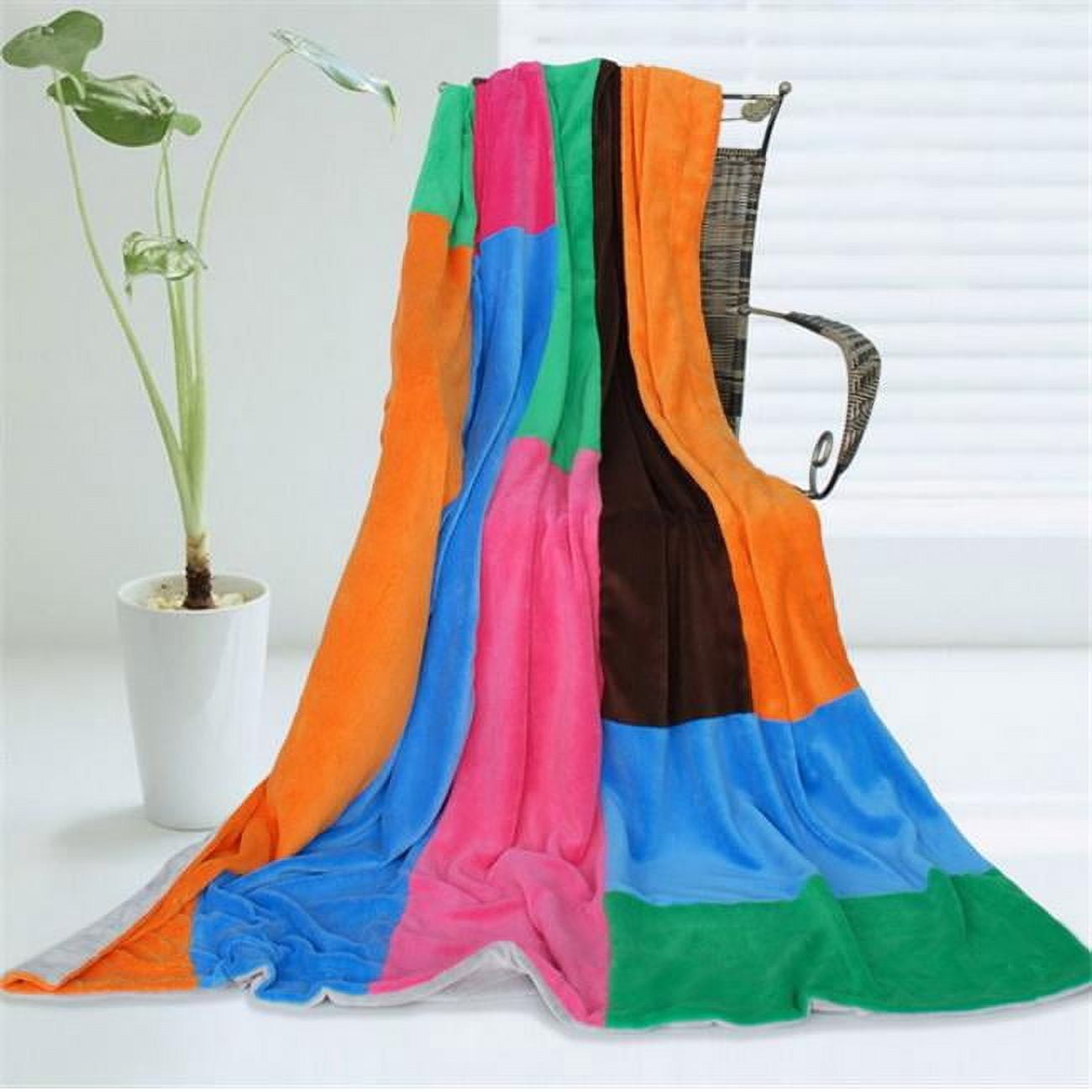Onitiva - [Colorful Patchwork] Soft Coral Fleece Patchwork Throw ...