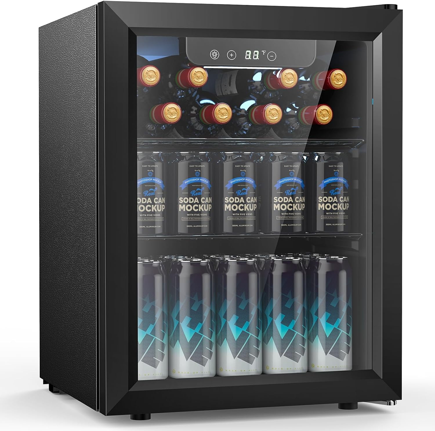 ONKER 1.7 Cu.Ft Beverage Refrigerator Cooler,68 Can 16Bottle ...
