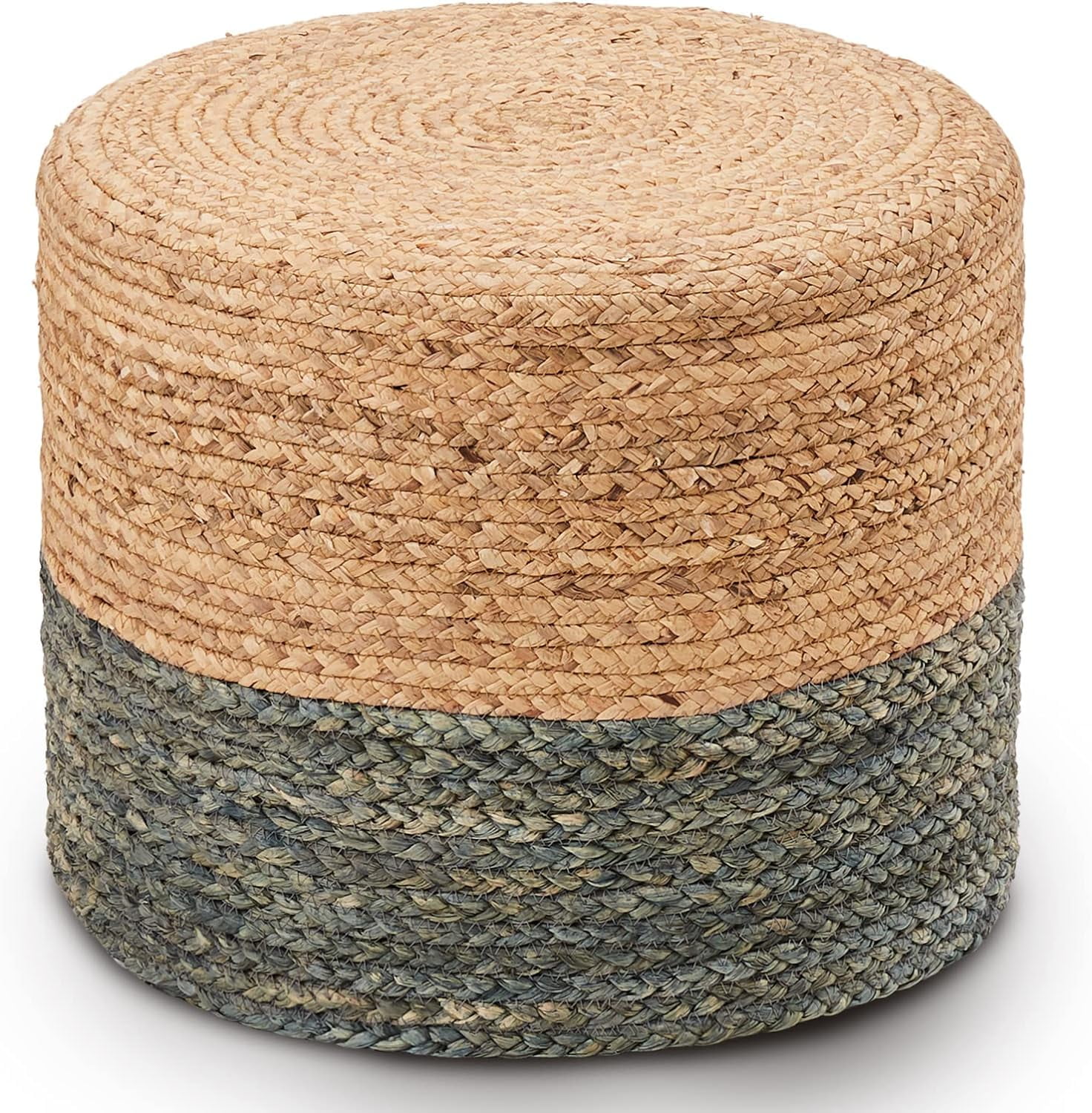 ONKER 18'' Pouf Ottoman, Natural Braided Poof, Round Poufs, Rustic ...