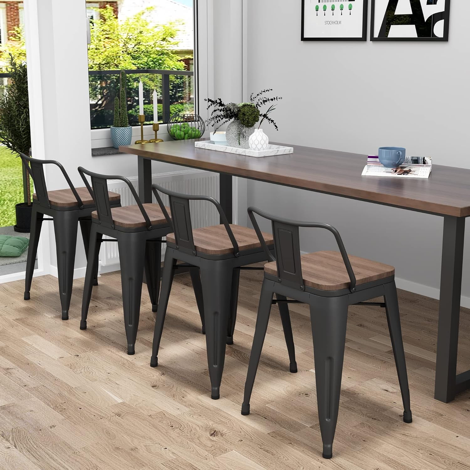 ONKER 18" Stools Set of 4 Stackable Short Stools for Classroom Kitchen ...