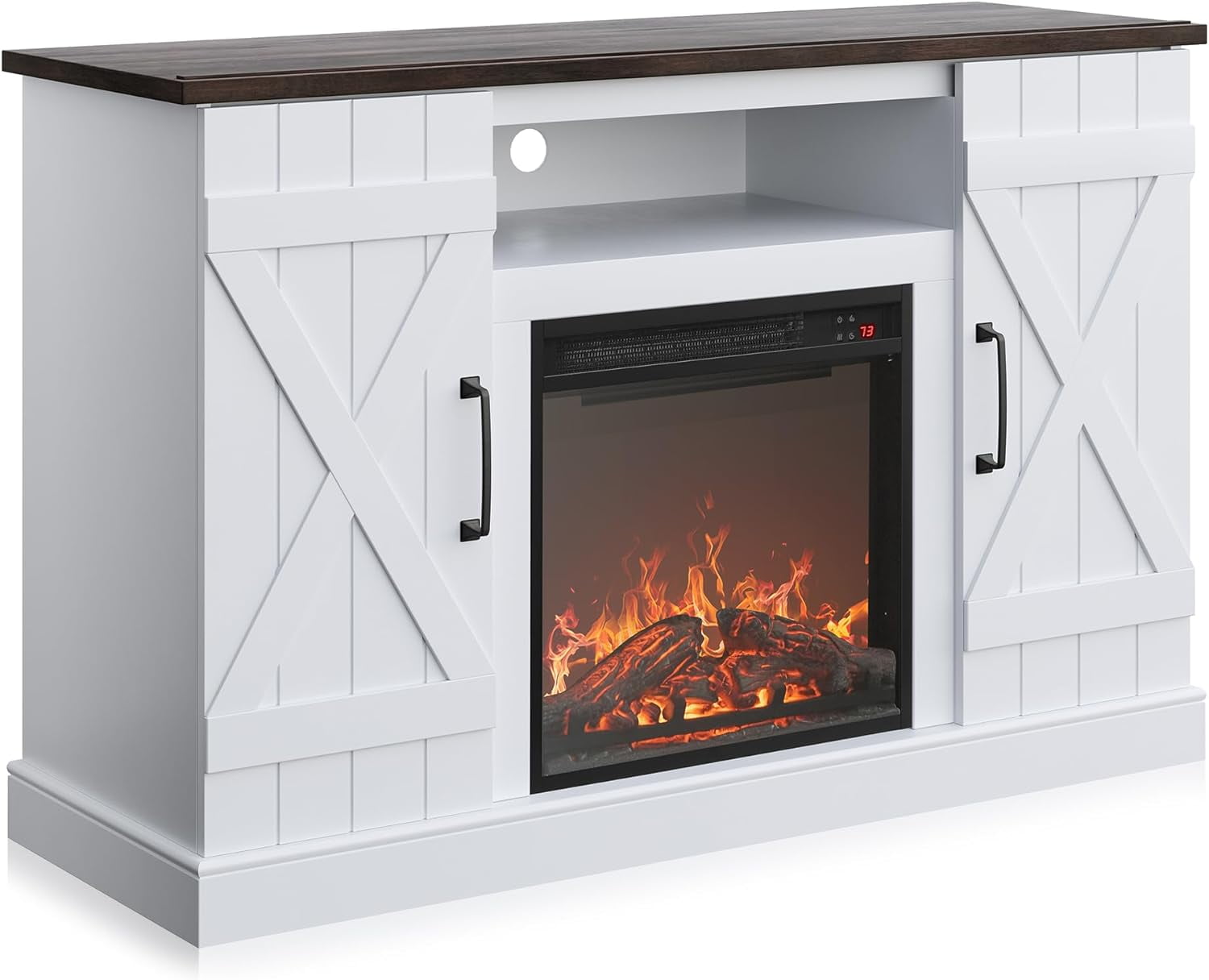 ONKER 47" TV Stand with 18" Electric Fireplace Heater & Media ...