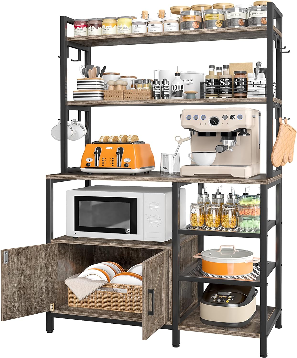 ONKER 6-Tier Bakers Rack, Microwave Stand with Shelves, Kitchen Coffee ...