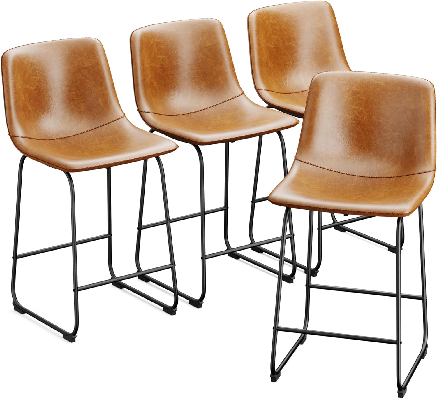 ONKER Bar Stools Set of 4, Modern Counter Height Bar Stools with Back ...