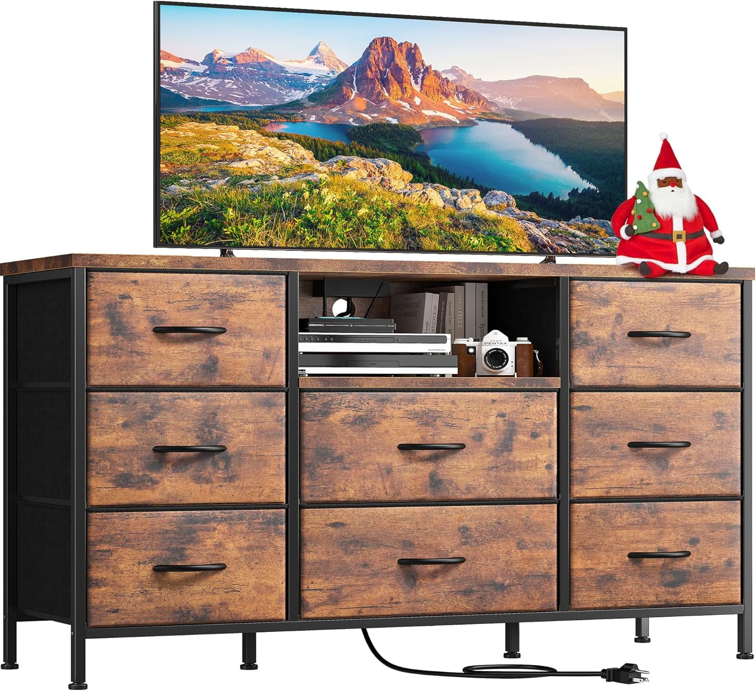 ONKER Dresser TV Stand with Power Outlet Entertainment Center with 8 ...