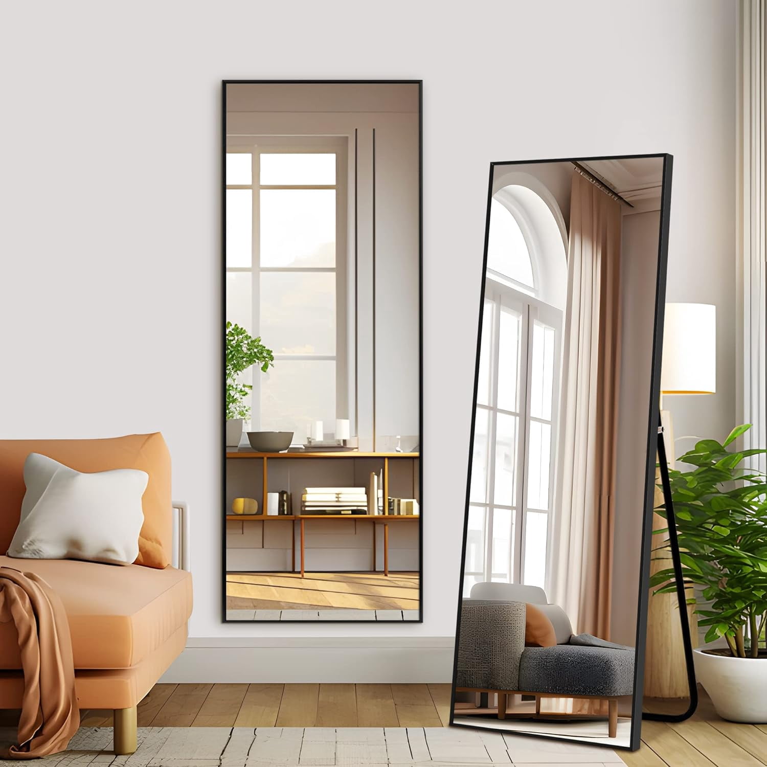 ONKER Full Body Mirror Full Length Mirror with Black Aluminum Alloy ...