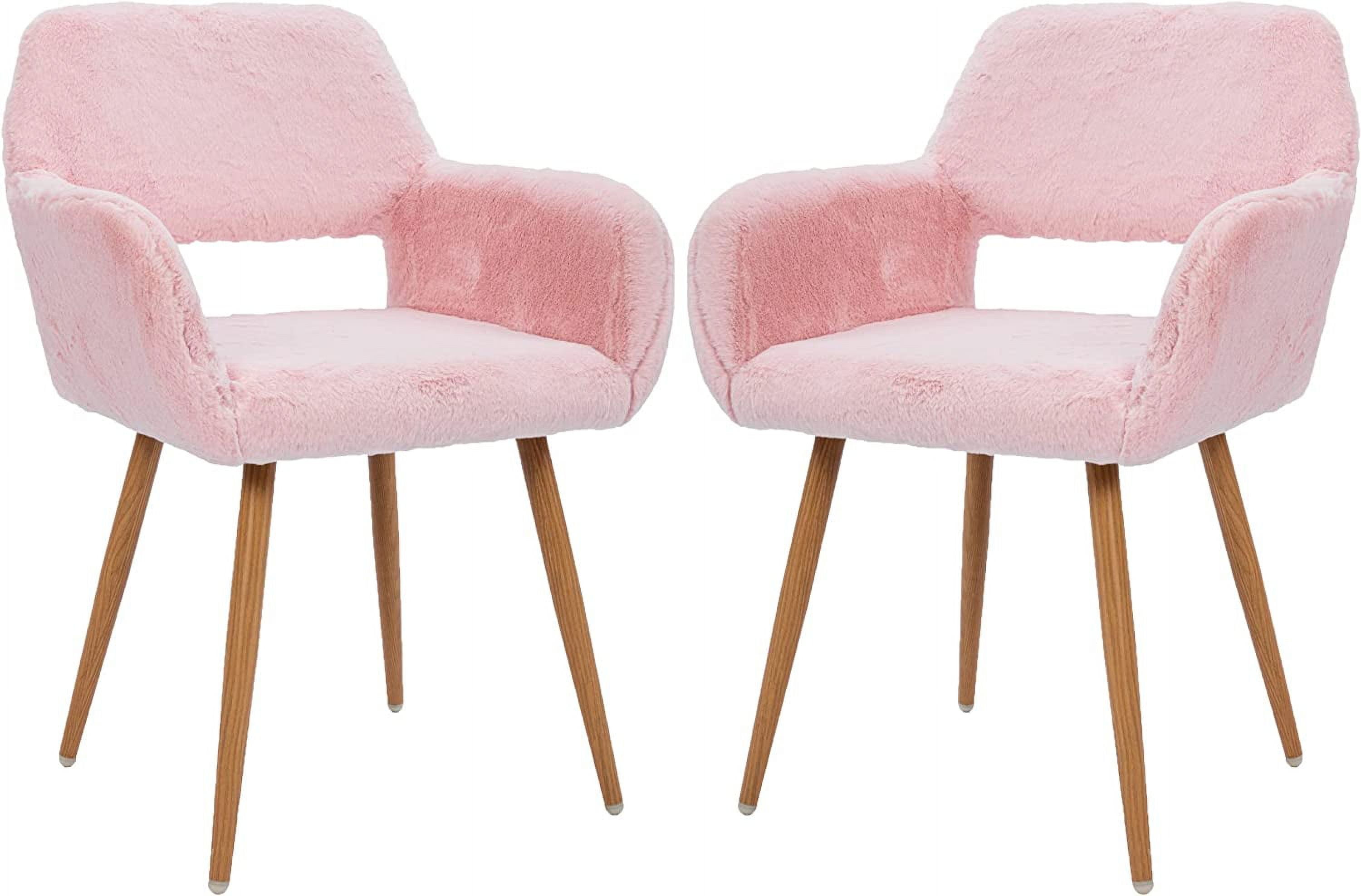 ONKER Furry Desk Chair Set of 2,Mid-Century Modern Accent Faux Fur ...