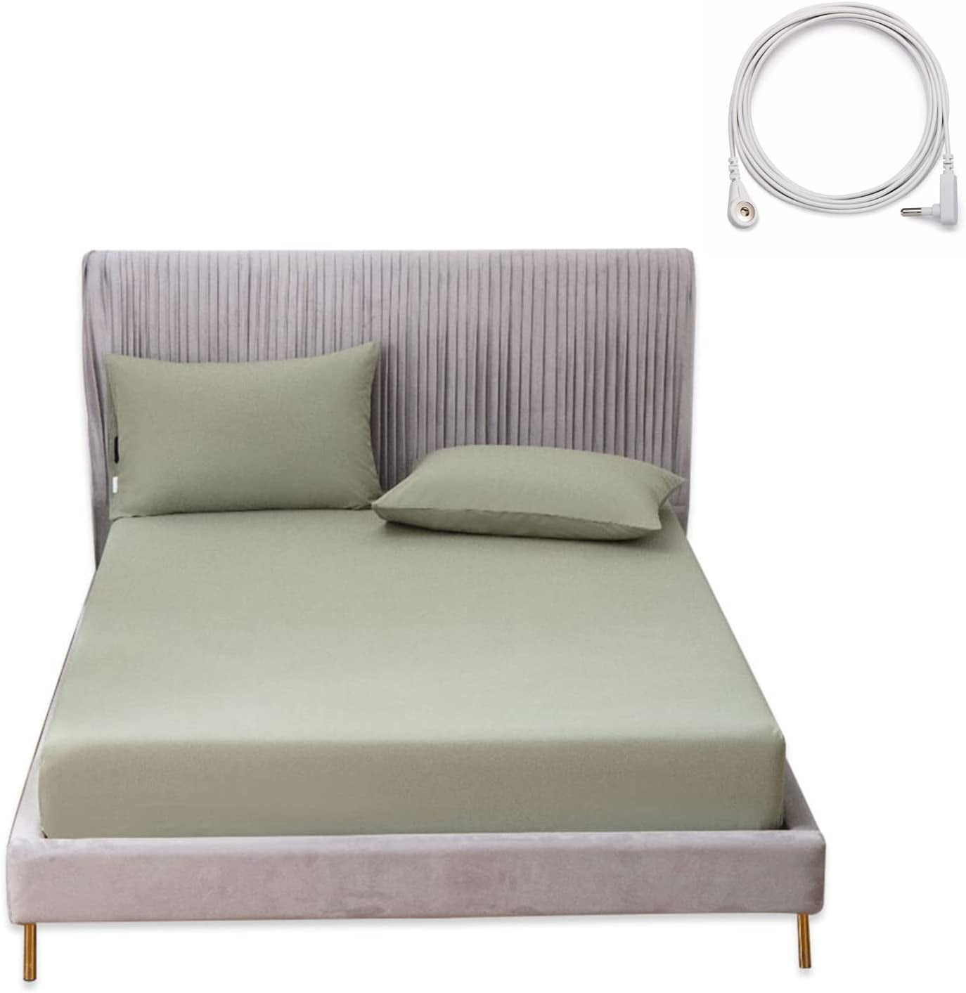 ONKER Grounding Fitted Sheet with 15 feet Grounding Cord, Twin XL Size ...