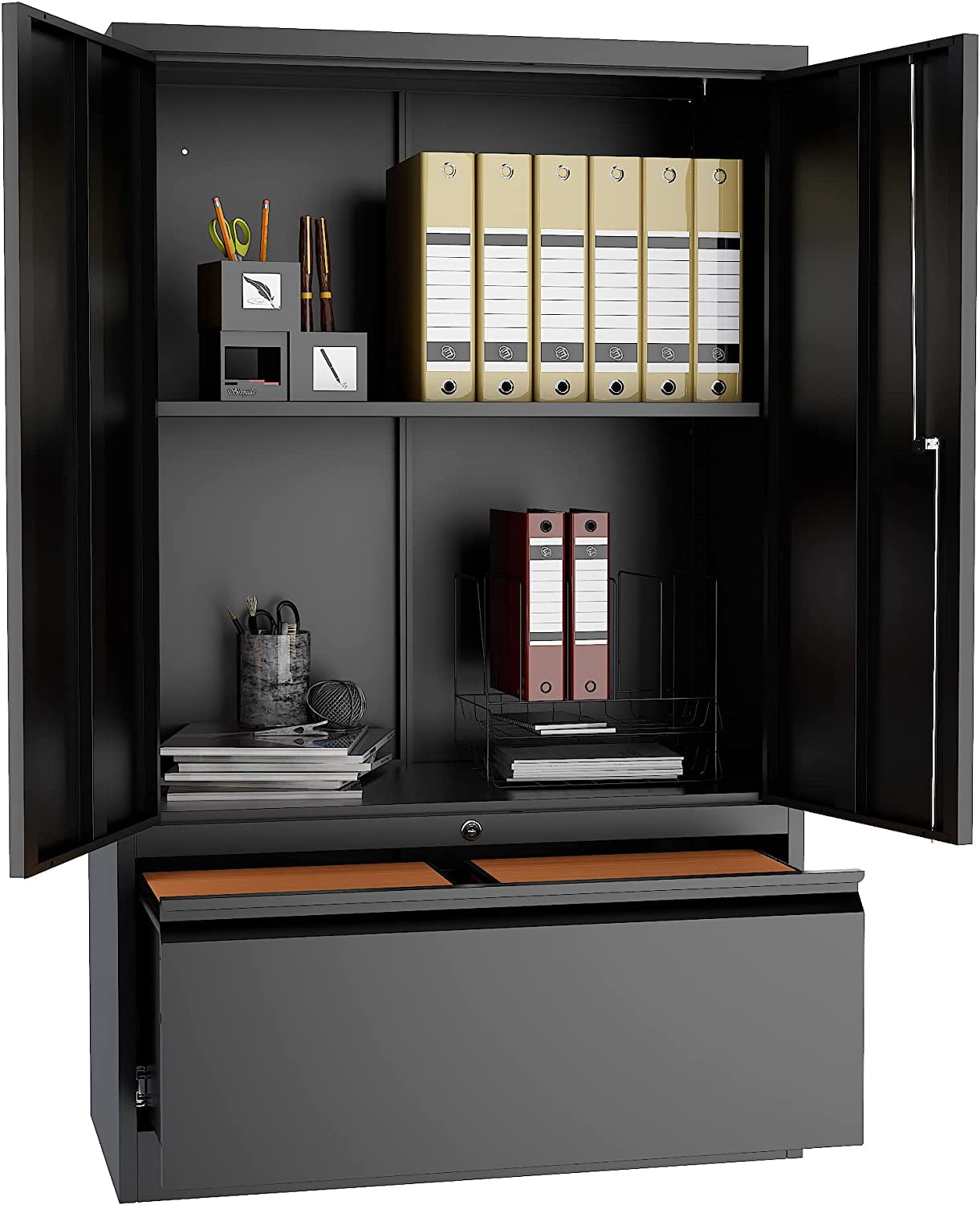 ONKER Metal Storage Cabinets with Lockable Drawers and Doors, Lateral ...