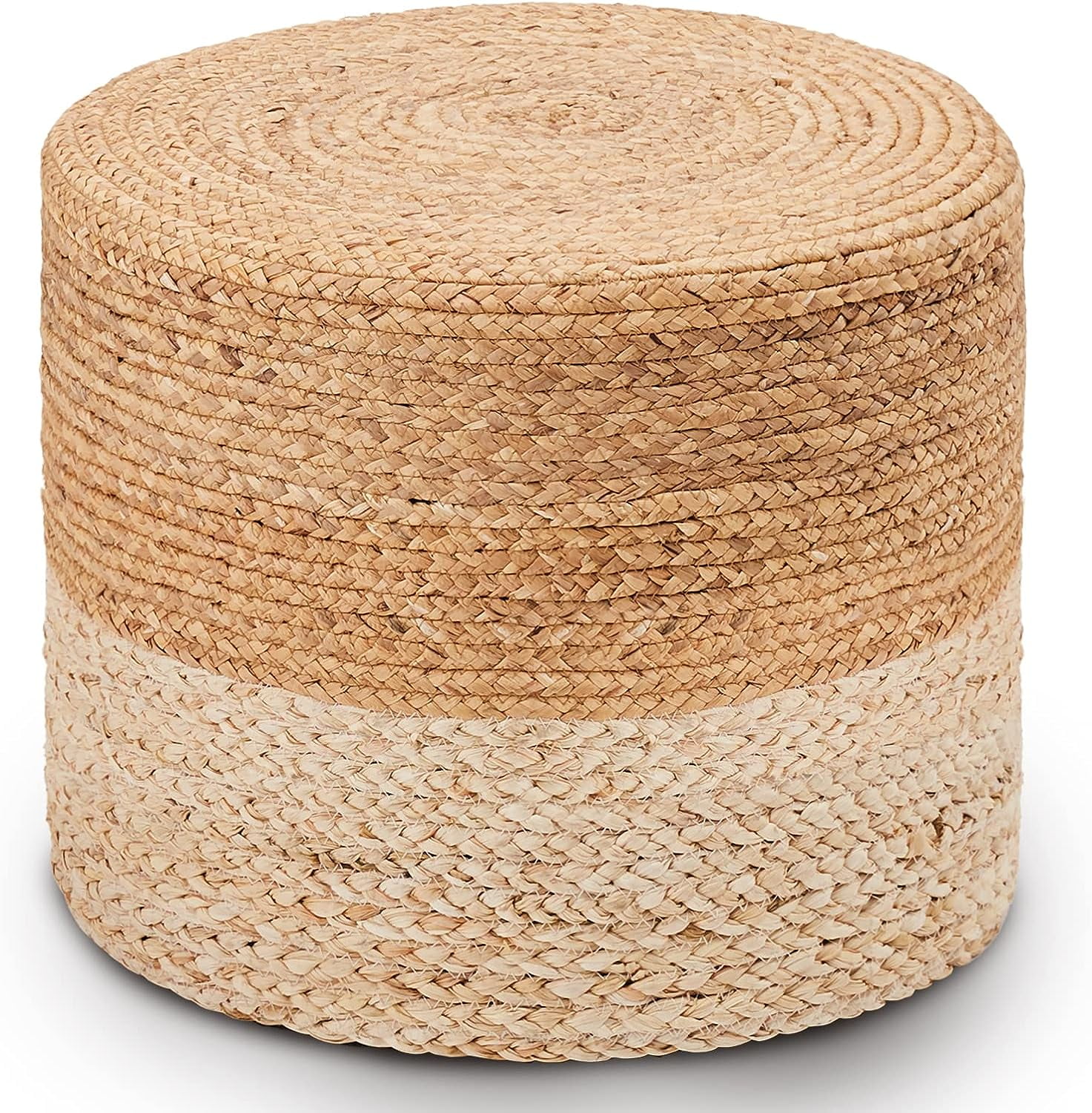 ONKER Ottoman Pouf, Natural Braided Jute Poof, 18'' Outdoor Ottoman for ...