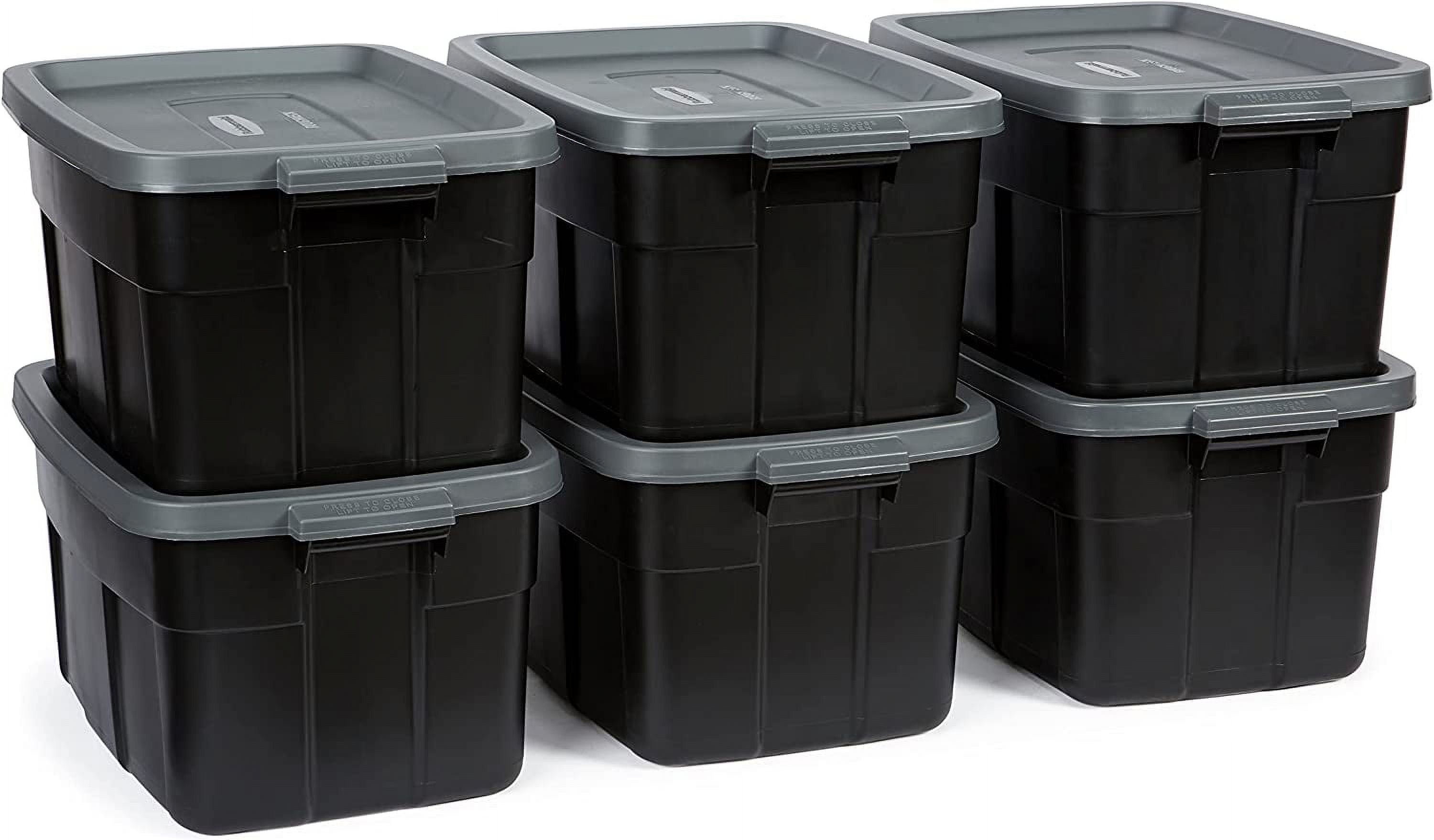 ONKER Roughneck️ 14 Gallon Storage Totes, Pack of 6, Durable Stackable ...