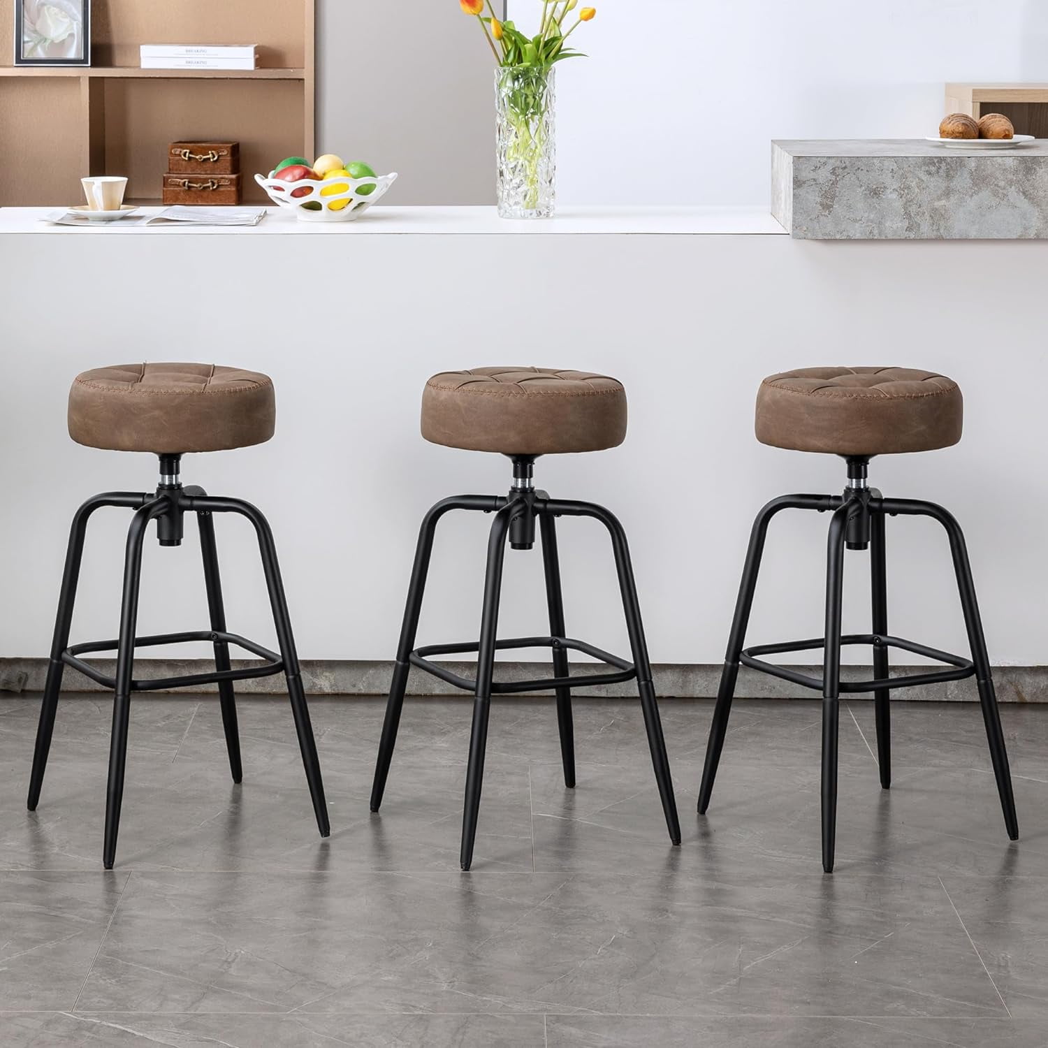 ONKER Swivel Bar Stools Set of 3, 28 inch Bar Stools Bar Height for ...