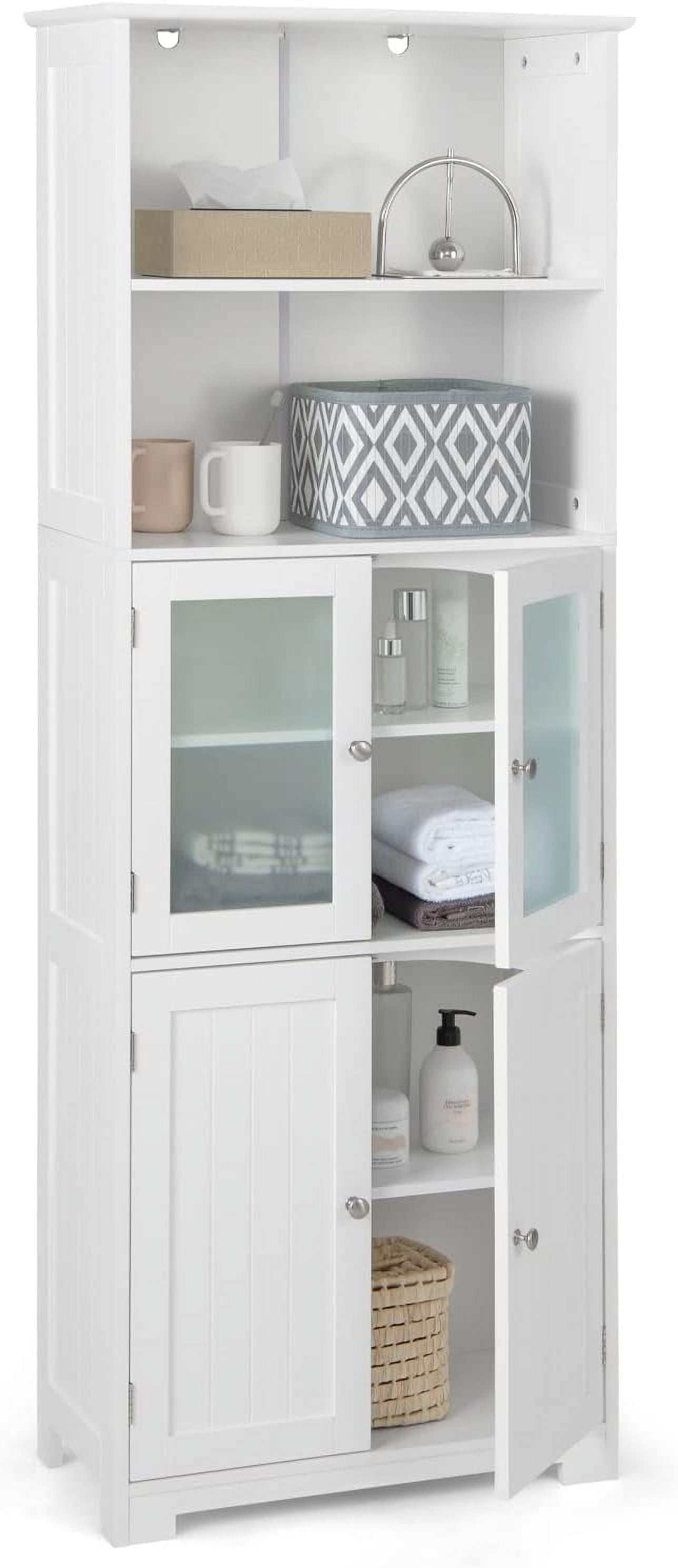 ONKER Tall Bathroom Storage Cabinet, Freestanding Floor Cabinet w/2 ...