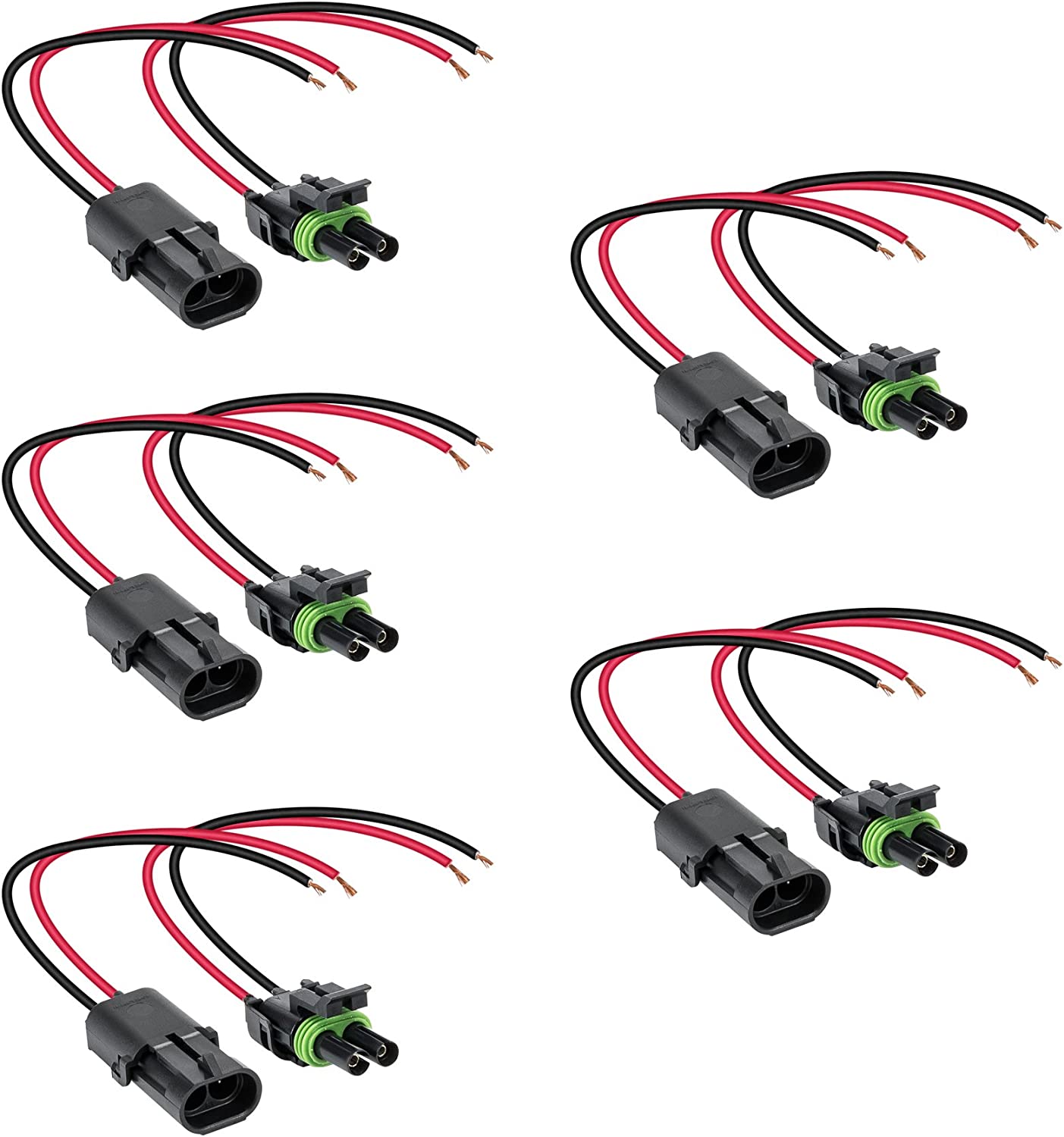 ONKER True Mods 5pc 2-Wire Weather Pack Connector Kit Assembled with 10 ...
