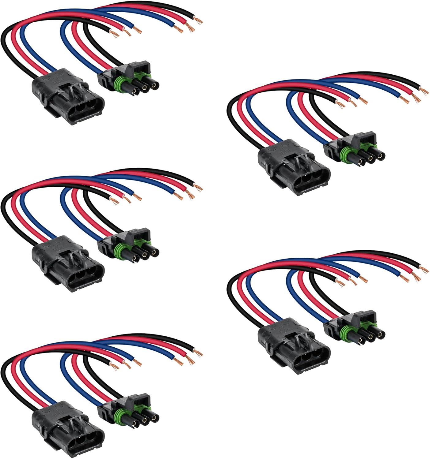 ONKER True Mods 5pc 3-Wire Weather Pack Connector Kit Assembled with 10 ...